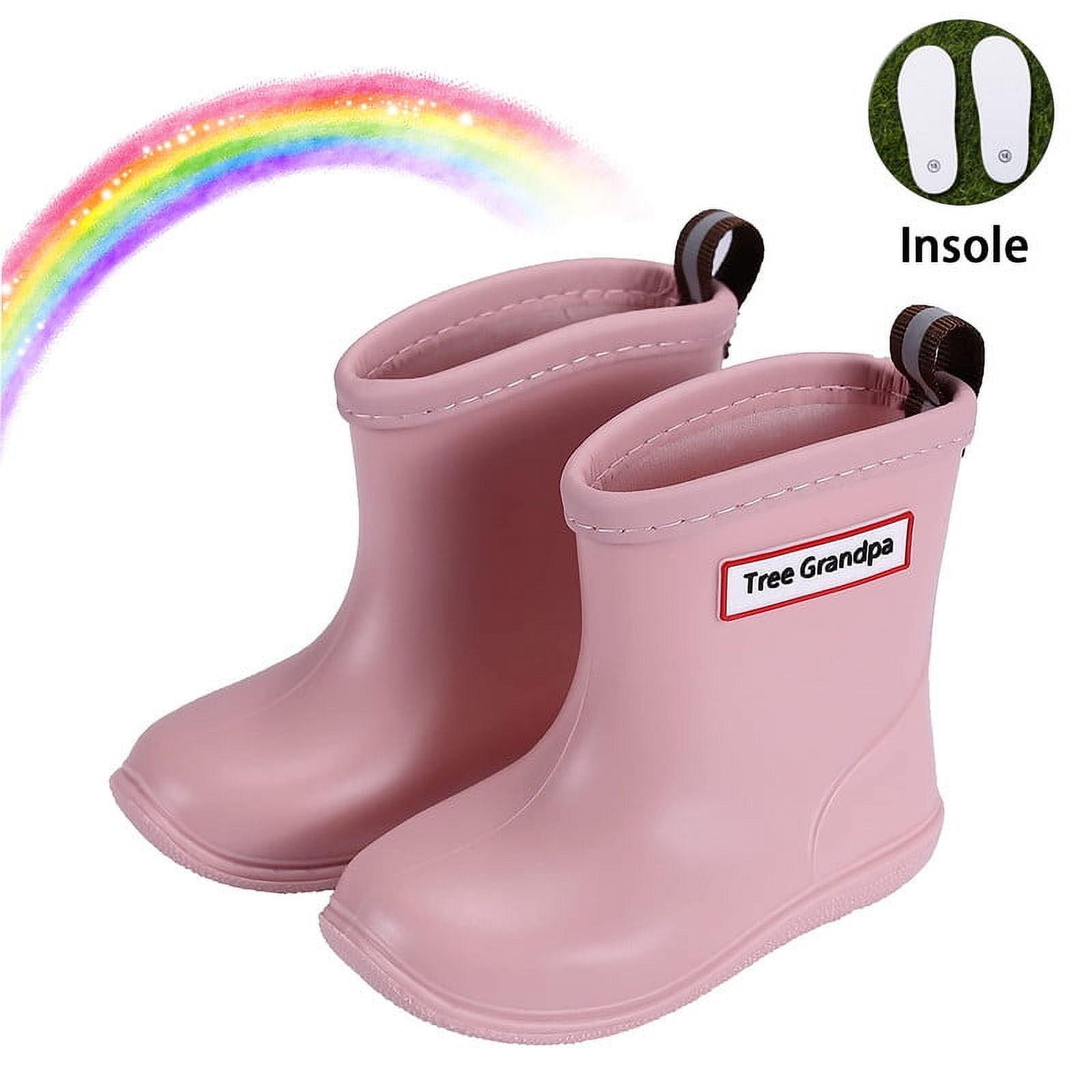 YYW Toddler Rain Boots,Baby Kids Easy-on Waterproof Rain Shoes for Boy ...