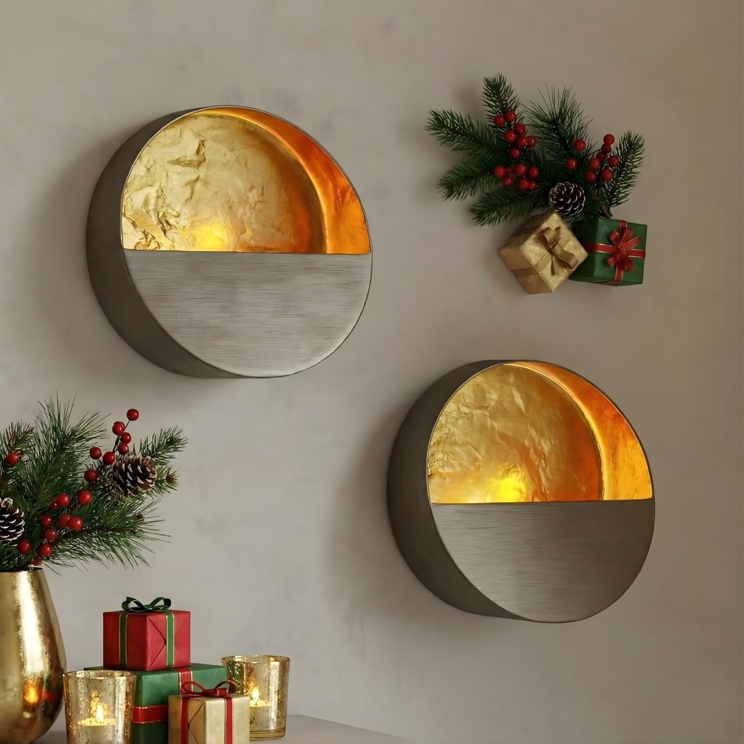 YYYANTON Eclipse Metal Wall Candle Sconces Set of Two Wall Candle ...