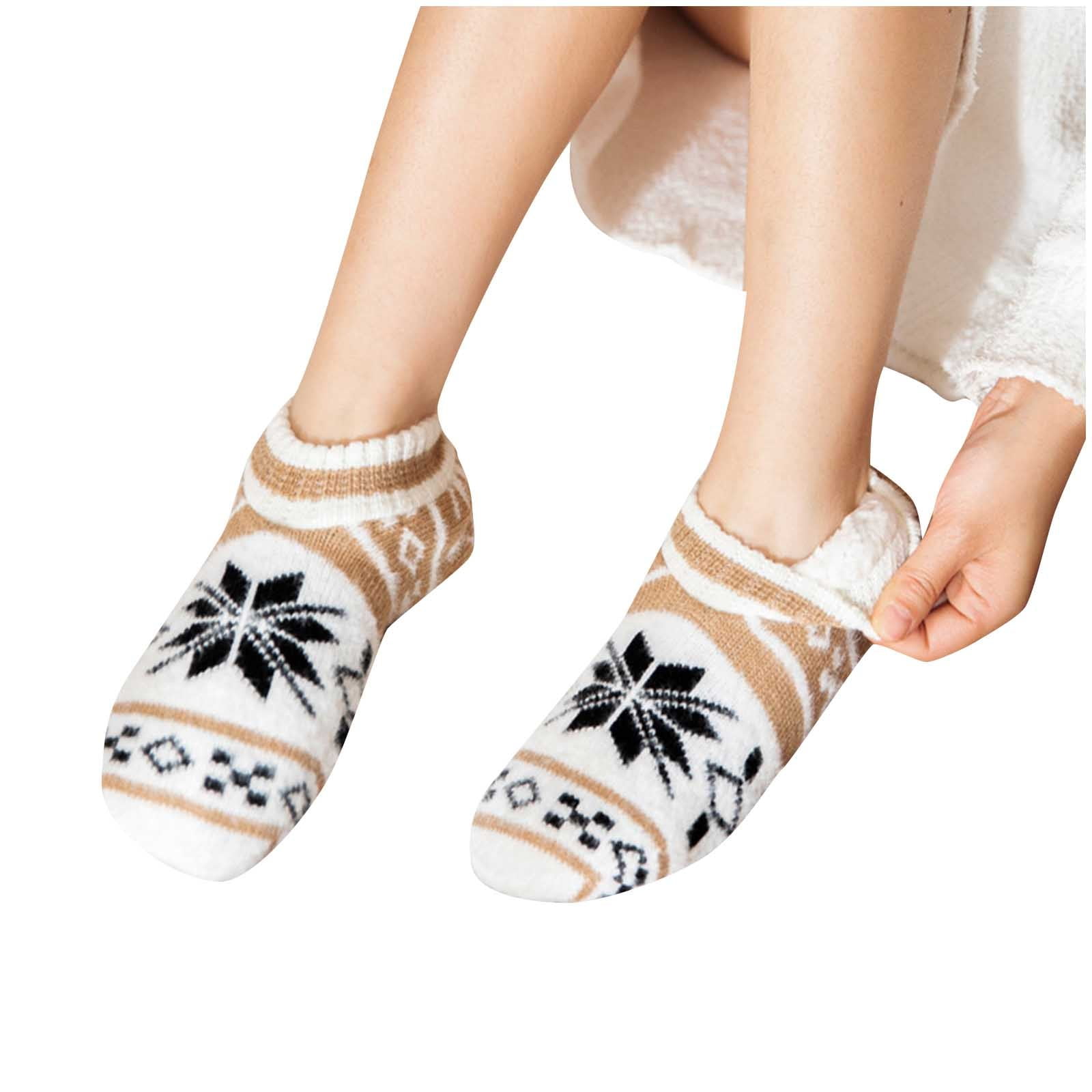 YYYTop Adult Warm Slipper Socks for Women Cozy Fuzzy Knit Fuzzy Ankle ...
