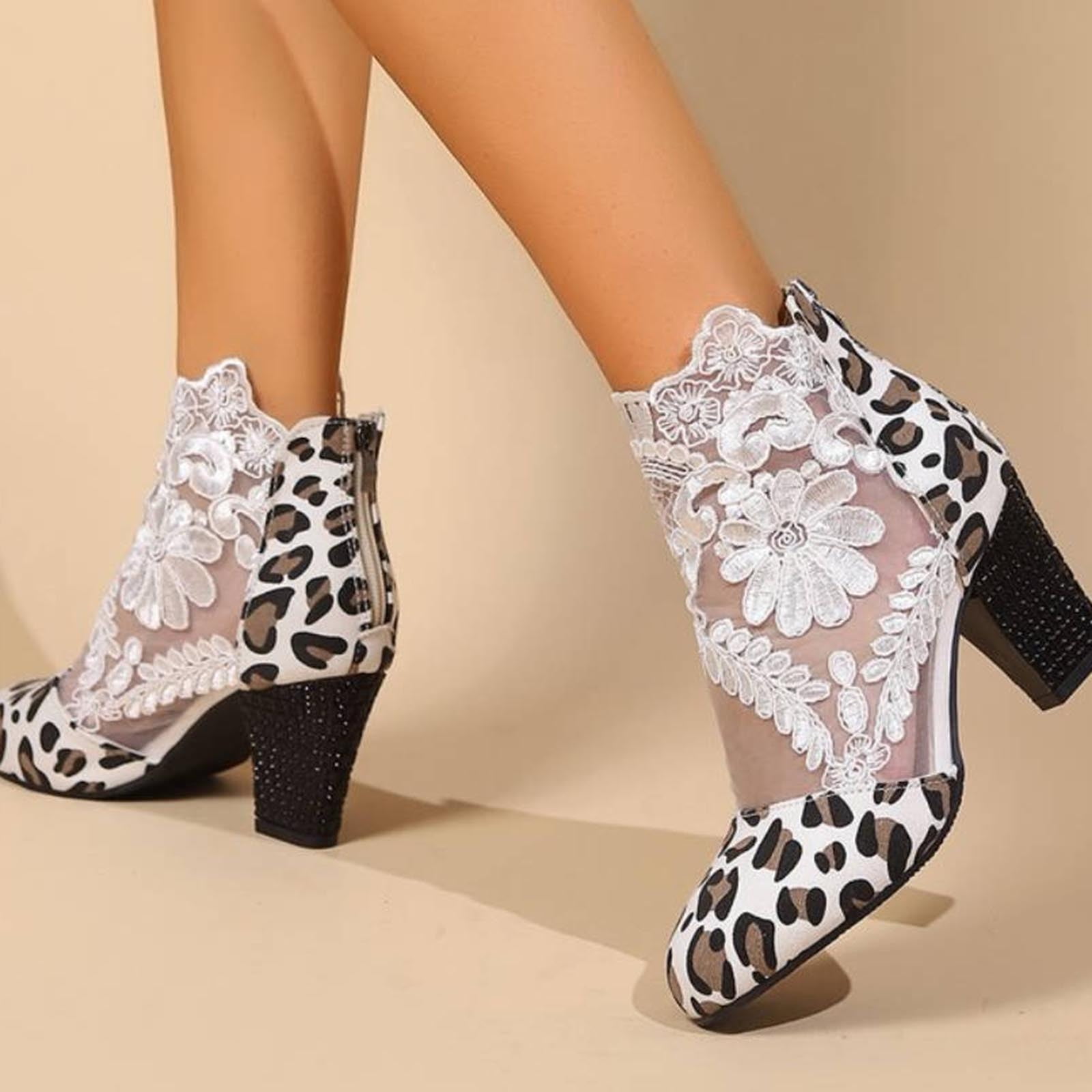 YYYTop Suede Block heels Womens Lace Mesh Wedge heels Sandals Closed ...