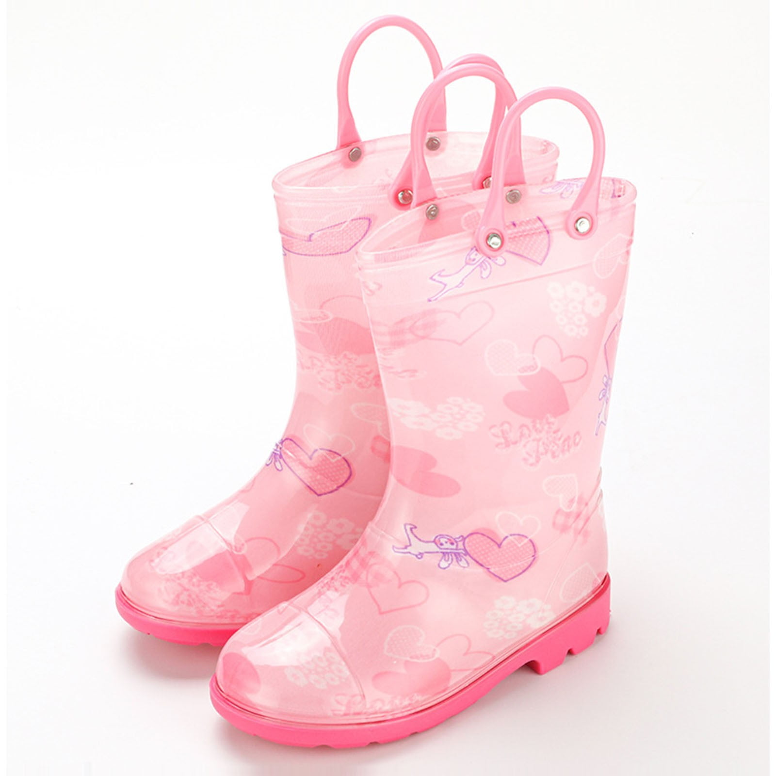 YYYTop Waterproof Kids Rain Boots Slip-NO Boy and Girl Short Love Heart ...