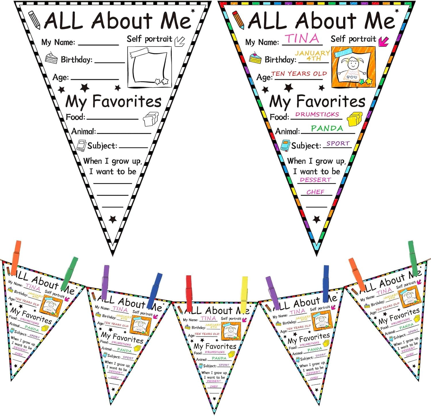 YYYYY 36 Pcs Read All About Me Students Posters Elementary Banner ...