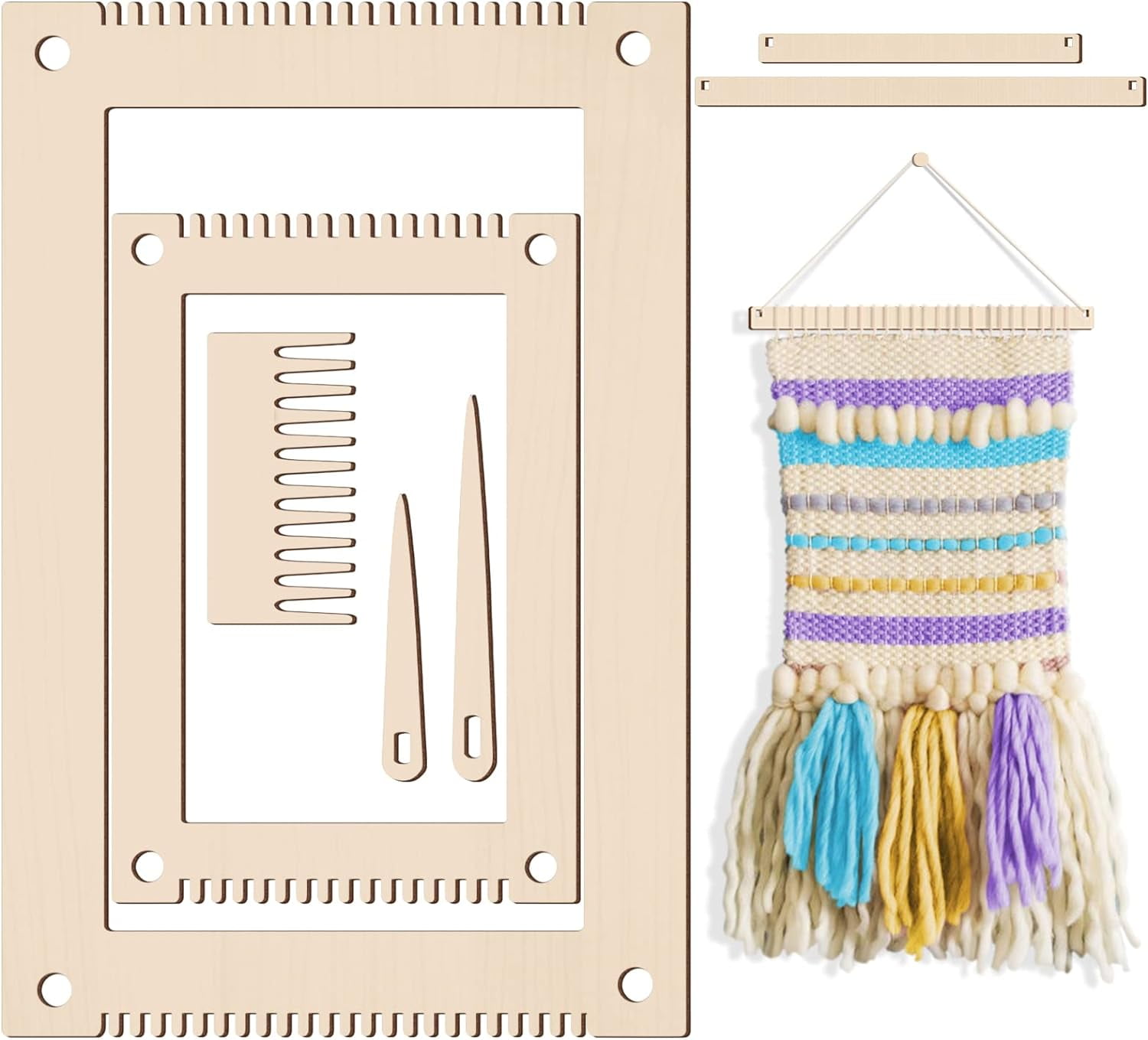 YYYYY 7 Pcs Weaving Loom Kit Small Weaving Loom for Beginners Wooden ...