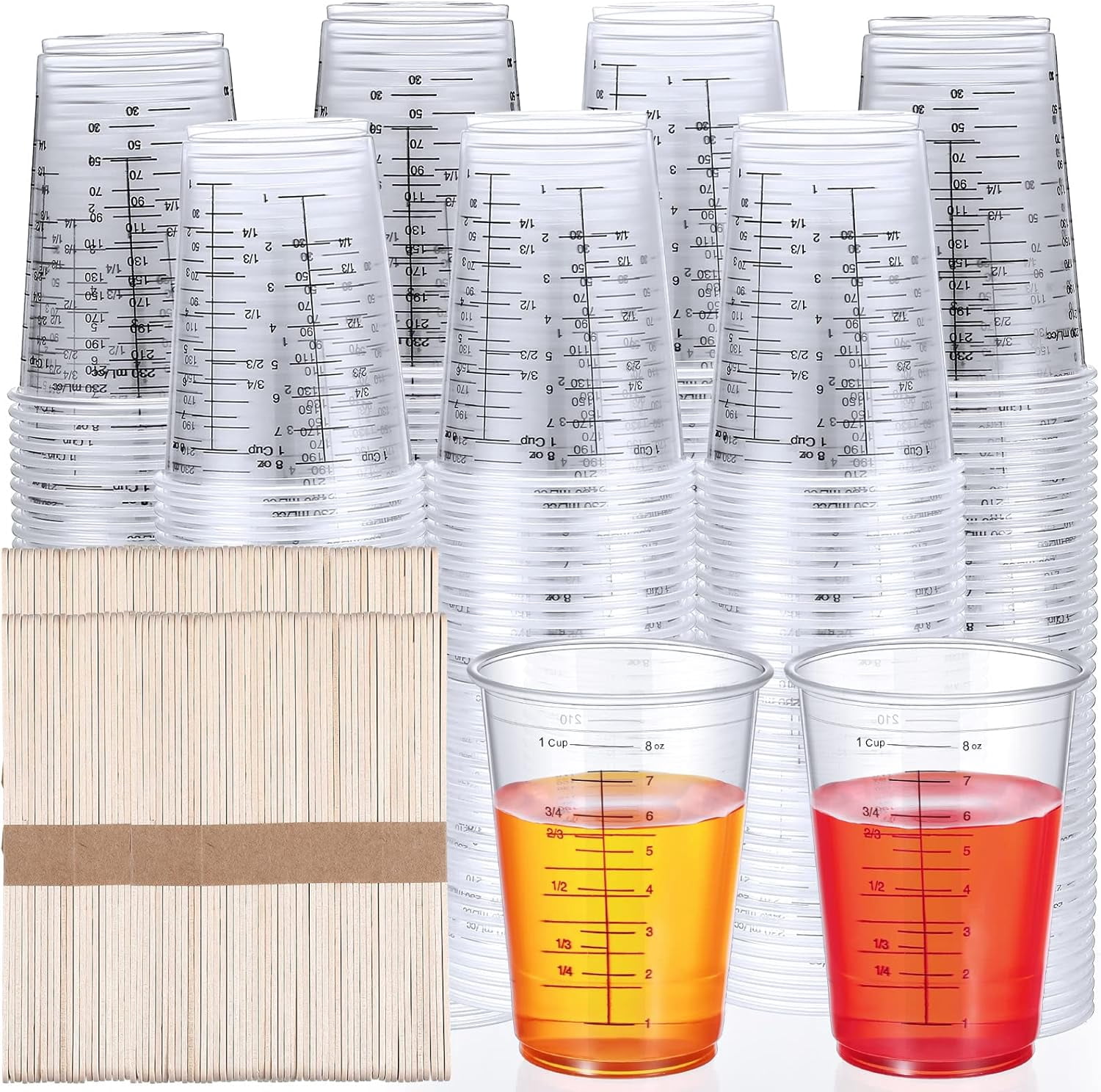 YYYYYY 300 Pack 8 oz Disposable Measuring Cups Clear Plastic Measuring ...