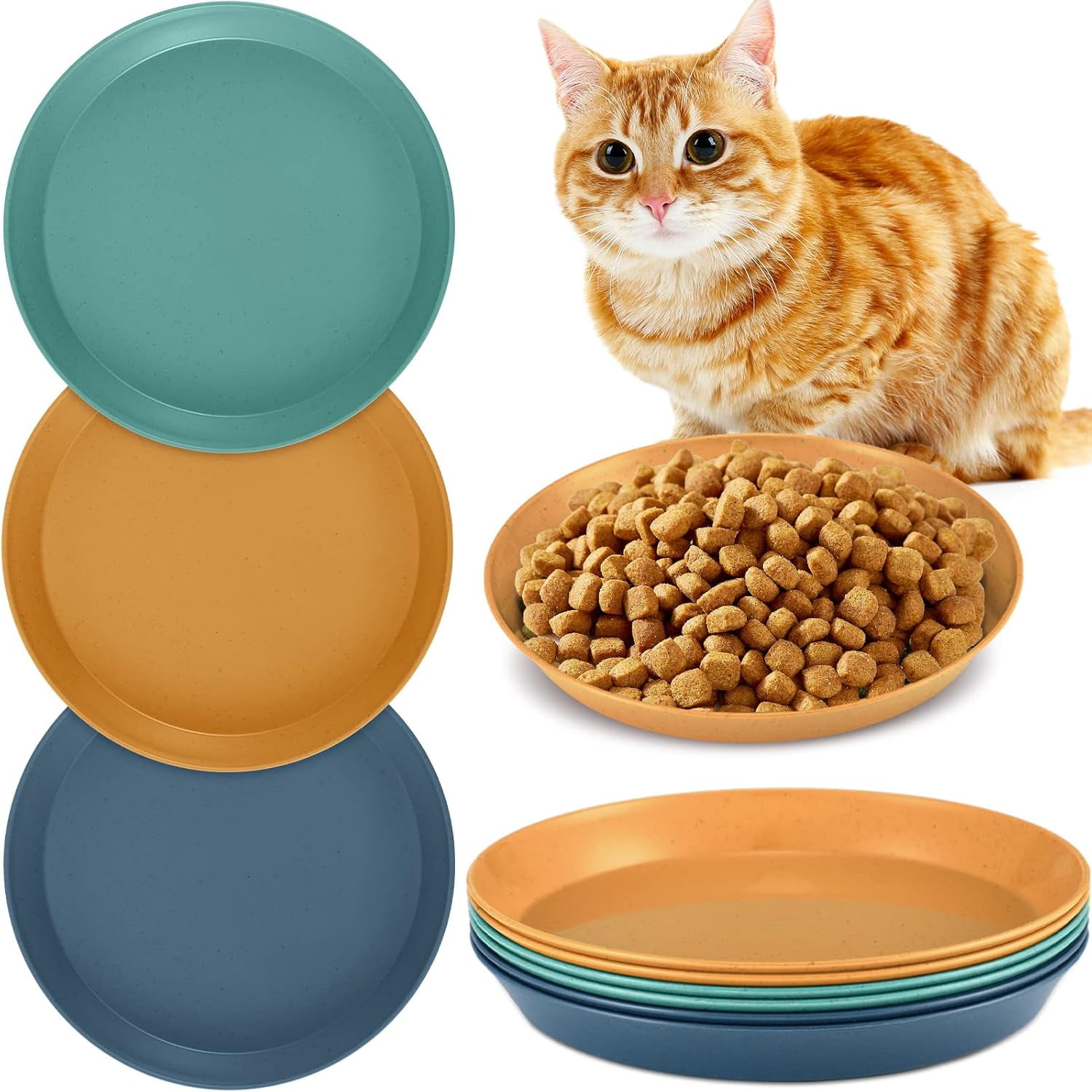 YYYYYY 6 Pieces Shallow Cat Food Dish, Whisker Friendly, Lightweight, 6 ...