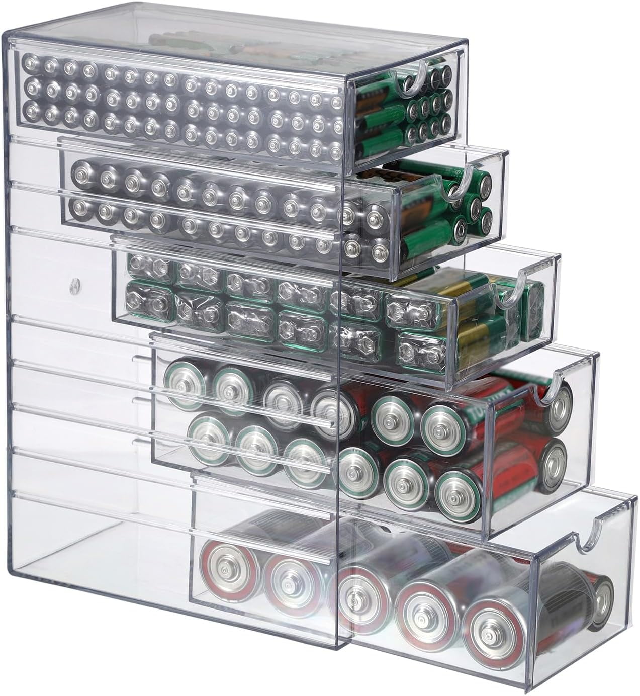 YYYYYY Clear Plastic Battery Storage Organizer for AA, AAA, 9V, C, D ...