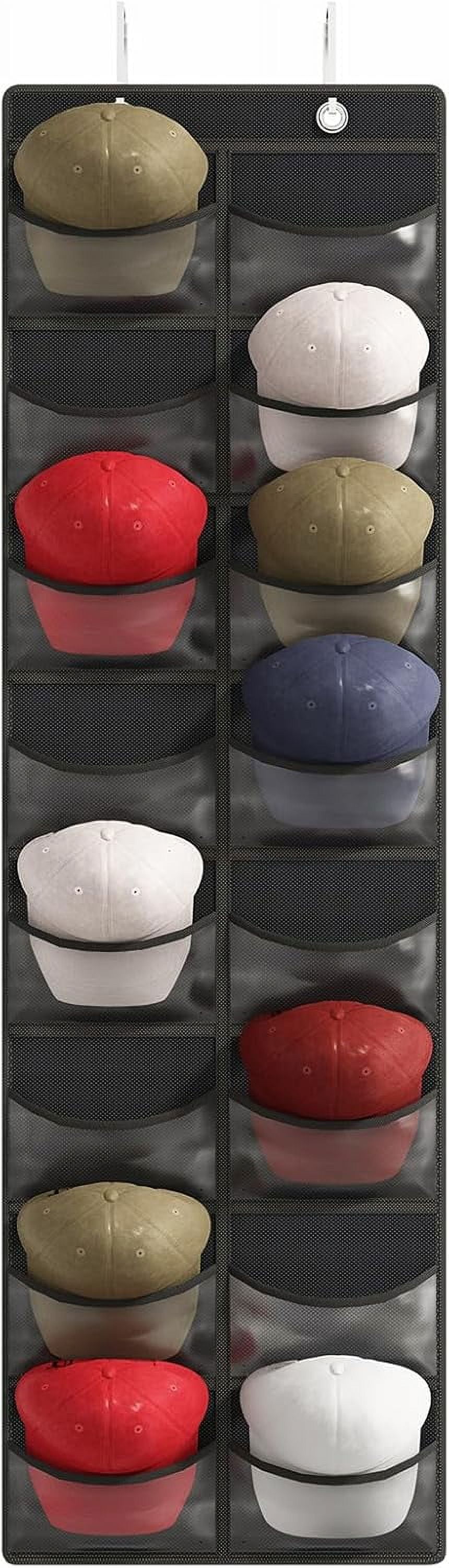 YYYYYY Hat Organizer for Baseball Caps, 16 Pocket Over The Door Hat ...