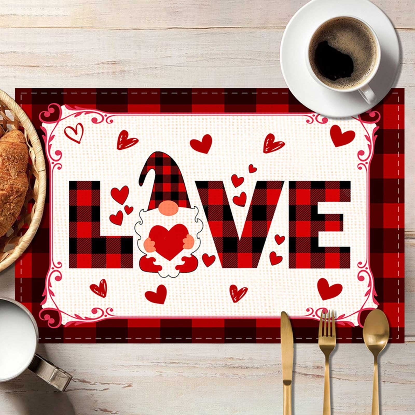 YYmvjgg Valentine'S Day Placemats Reusable Valentines Plastic Table ...