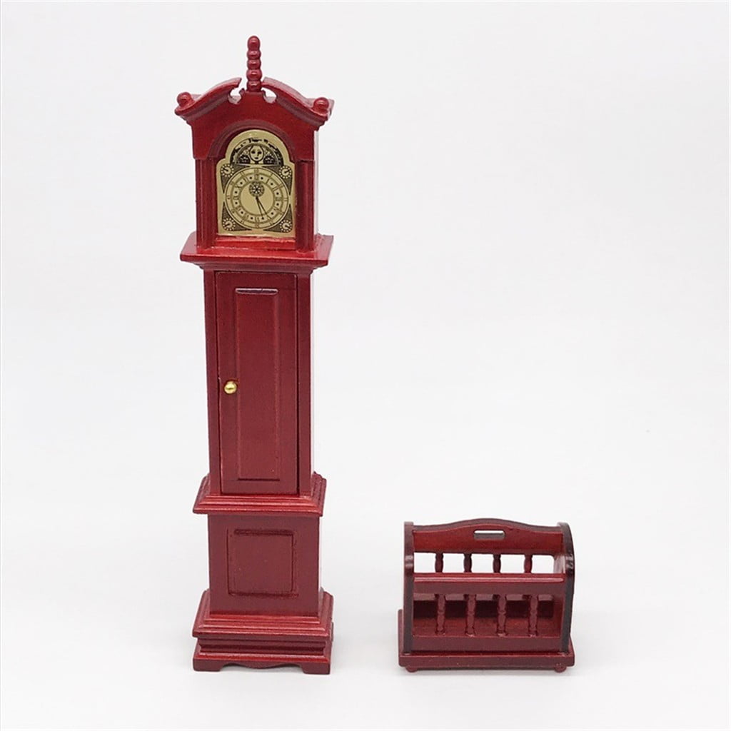 YYmvjgg toys Play Clock Toy 1:12 Living Miniature Wooden Pretend Room ...