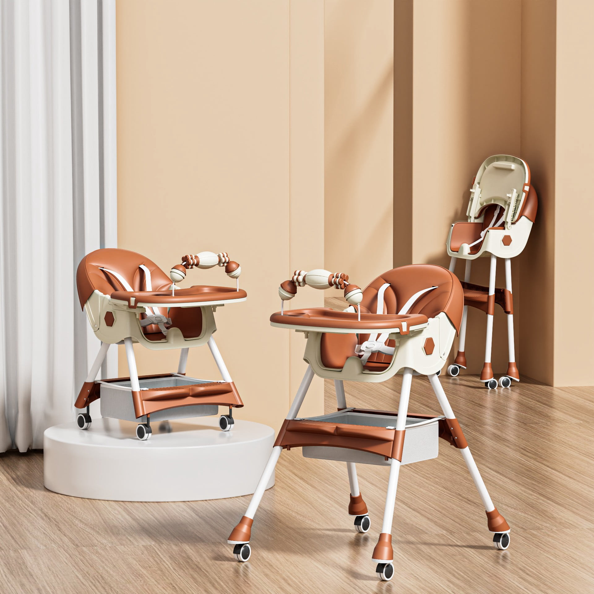 YYuan 4-in-1 Adjustable Height Baby HighChair for Toddlers(6-24 months ...