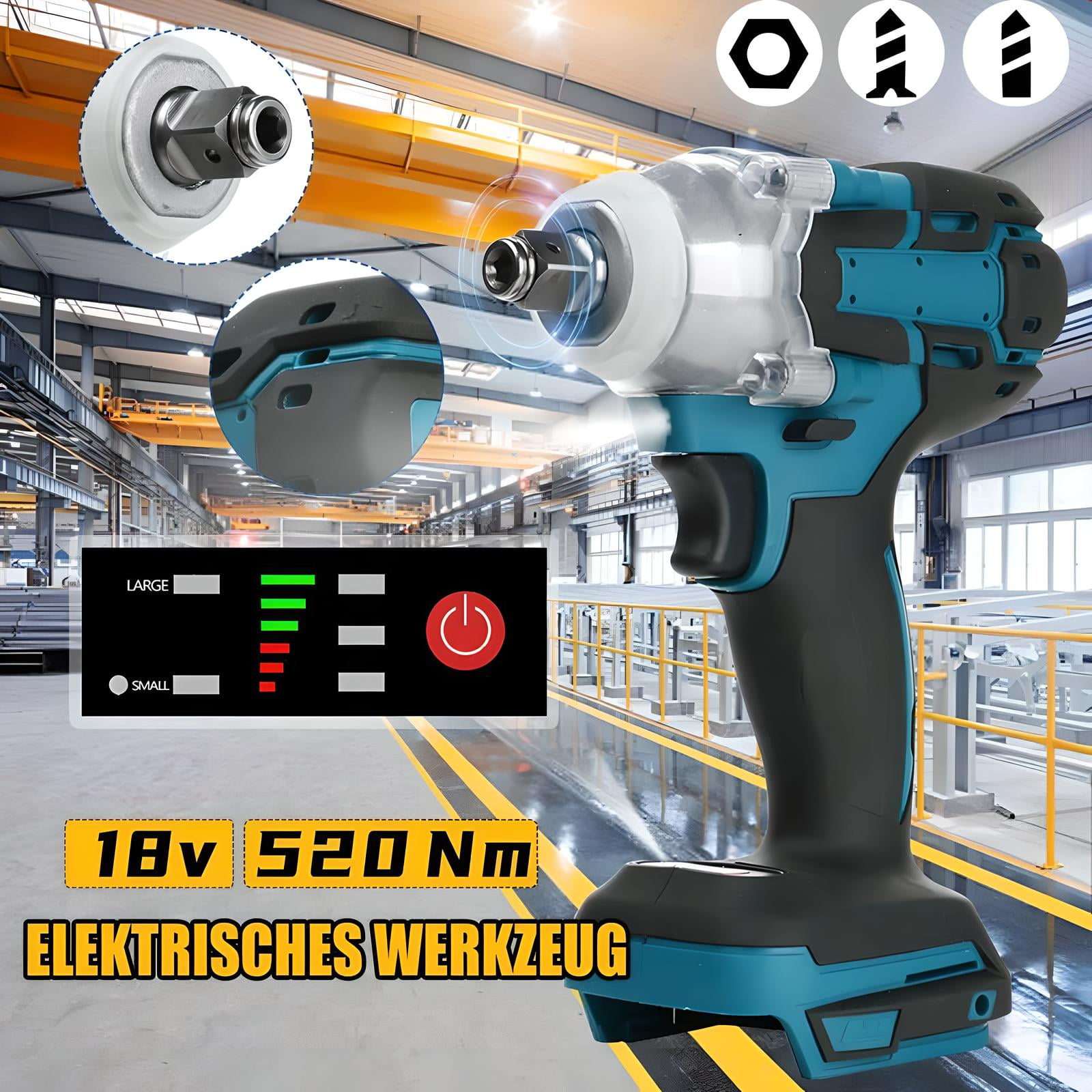 YYuan Cordless Brushless Impact Wrench – Lithium-Ion Power Tool for ...