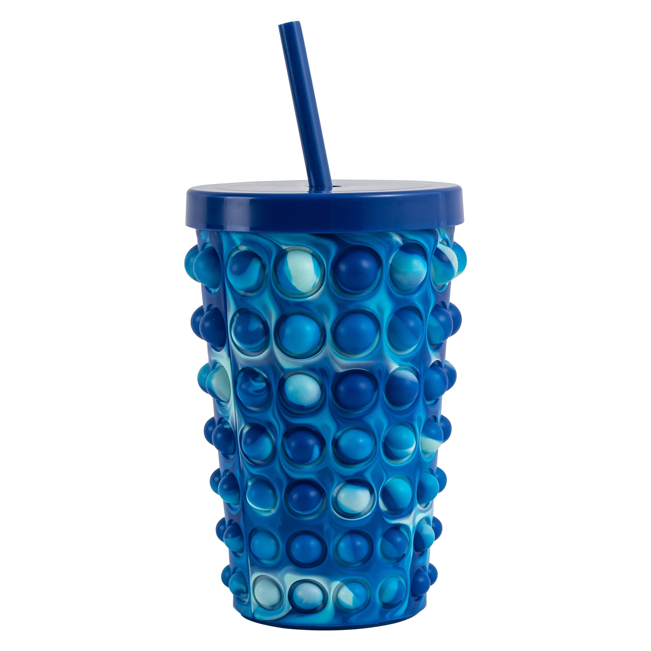 Your Zone 16 oz Popit Water Tumbler, Blue, Silicone Bubble Sleeve ...