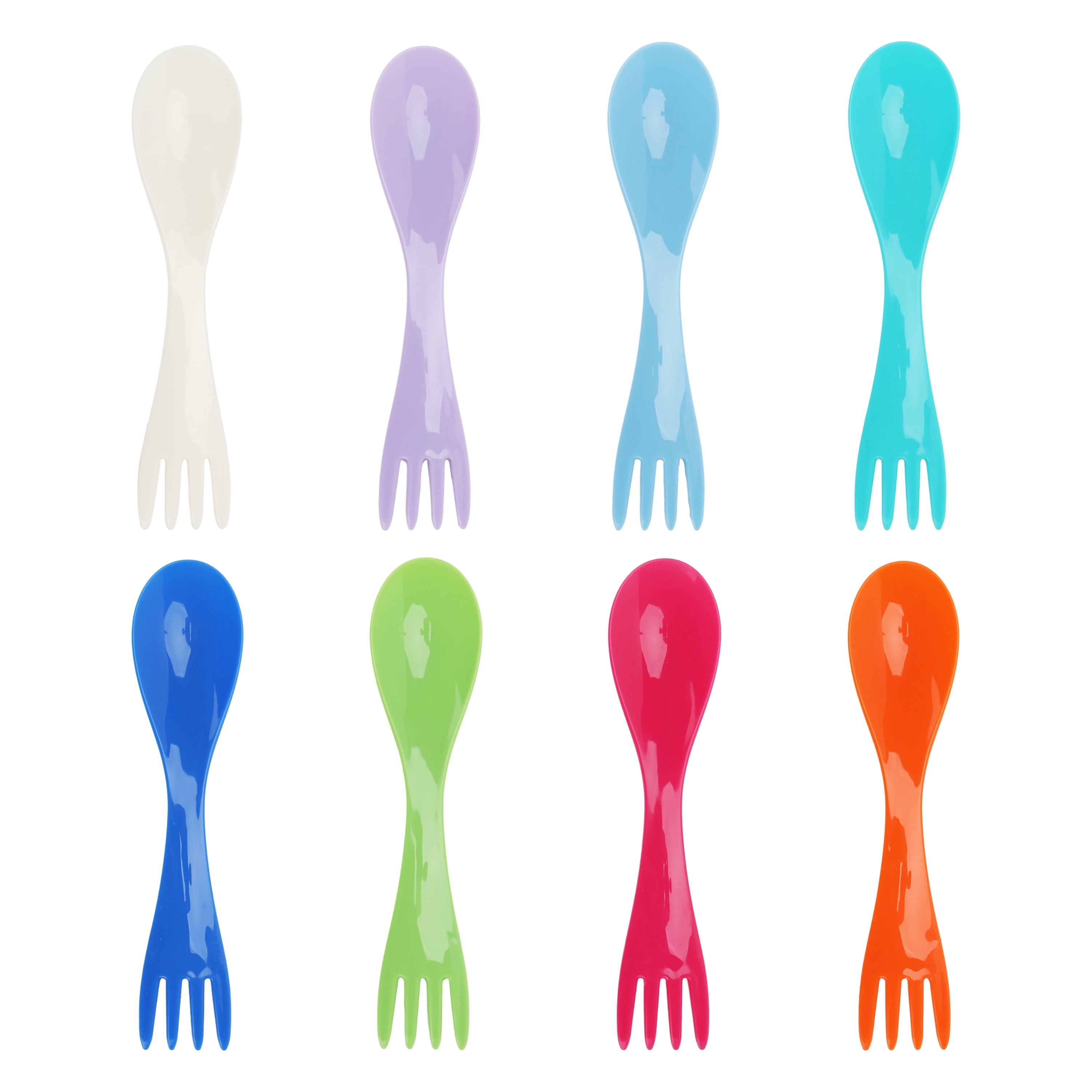 Your Zone 8-Piece Multi-Colored Plastic Spork Set, Reusable Lightweight ...