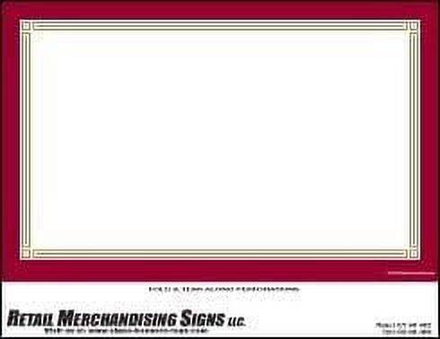 YZA603 Price Sign Laser Cards Blank Maroon Border PC Printable 100 8 1/ ...