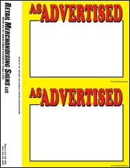 YZB202 Price Sign Laser Cards "As Advertised" PC Printable 100 8 1/2" x ...