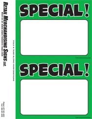 YZB301 Price Sign Laser Cards "Special! Green" PC Printable | 100 8 1/2 ...
