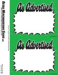 YZB319 Price Sign Laser Cards "As Advertised Green" PC Printable 100 8 ...