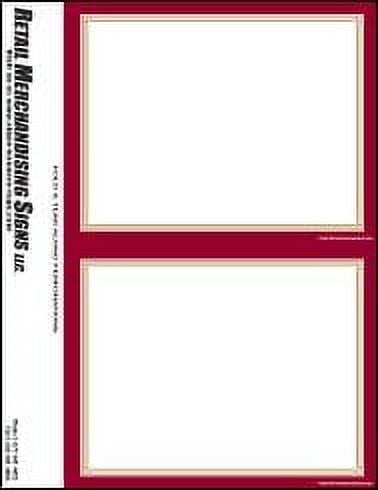 YZB603 Price Sign Laser Cards Blank Maroon Border PC Printable 100 8 1/ ...