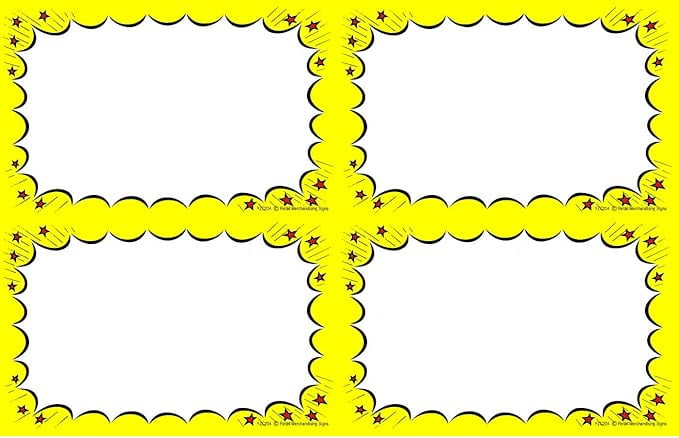YZC204 Price Sign Laser Cards Blank Burst Border PC Printable 100 8 1/2 ...