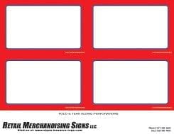 YZC218 Price Sign Laser Cards Blank Red Border" PC Printable 100 8 1/2 ...