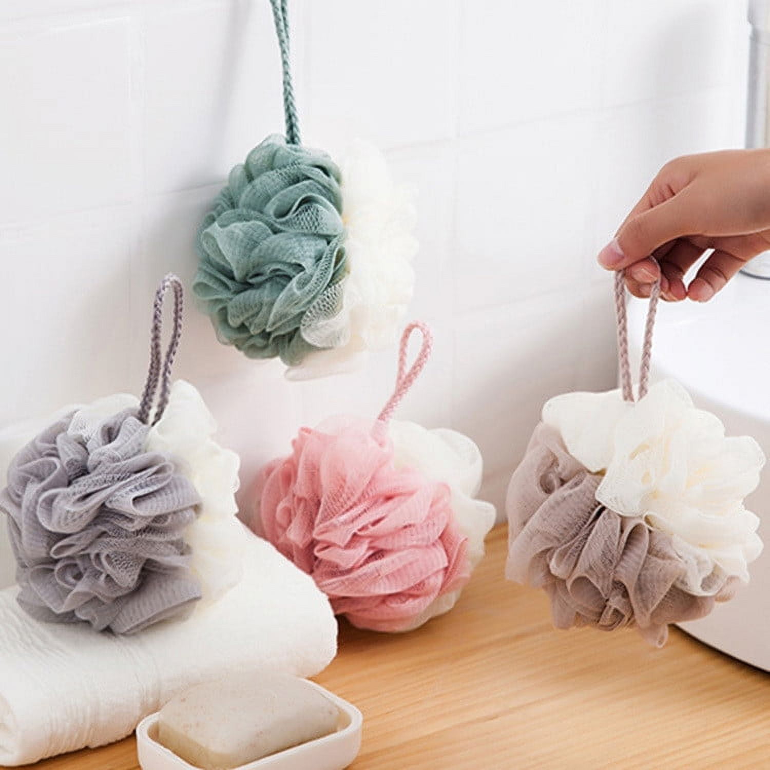 YZEGDCH Bath Clearance Bath Sponges and Poufs Mesh Pouf Shower Ball ...