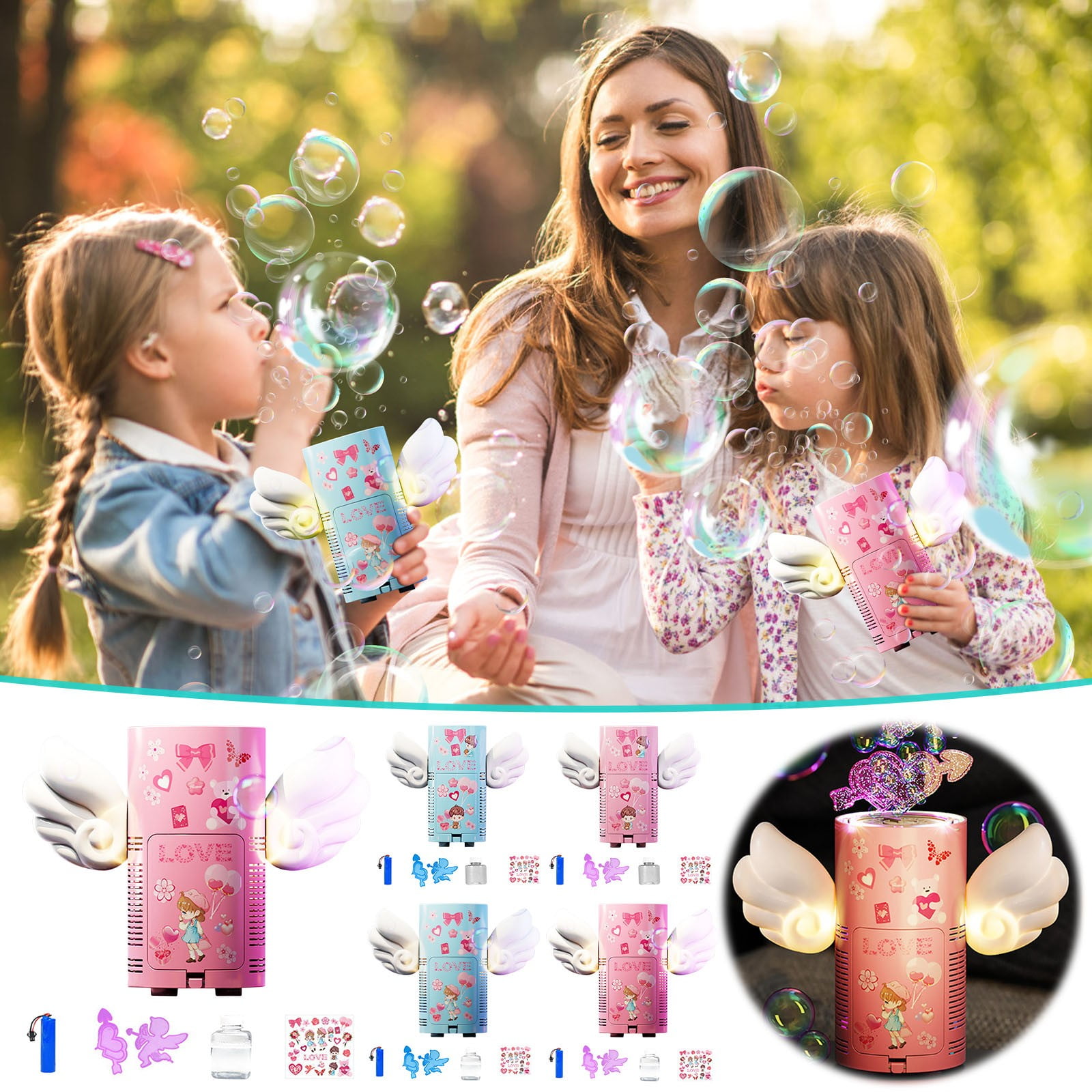YZEGDCH Clearance Bubble Machine for Parties,Angel Bubble Blower with ...