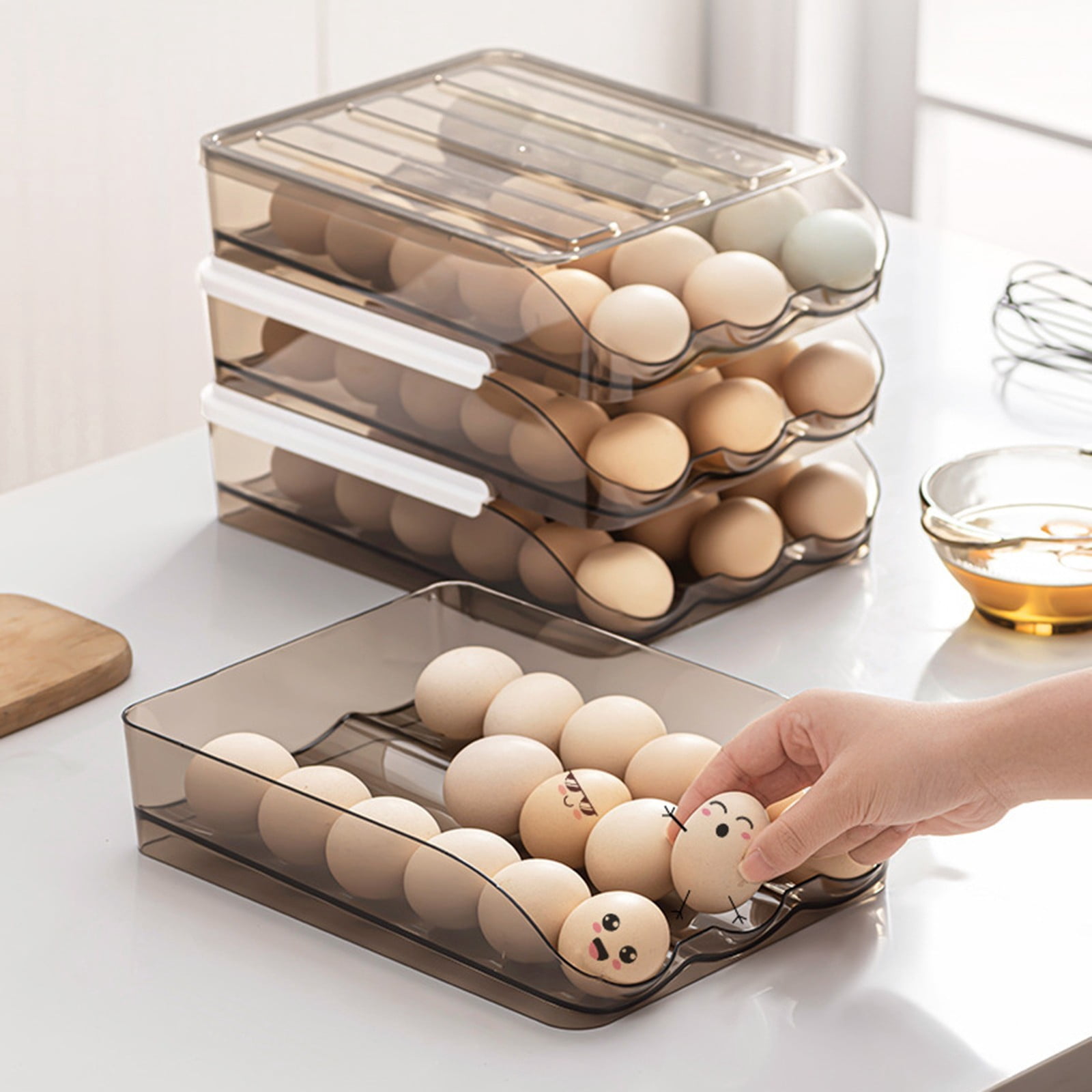 YZEGDCH Clearance Egg Organizer for Refrigerator Stackable Clear ...
