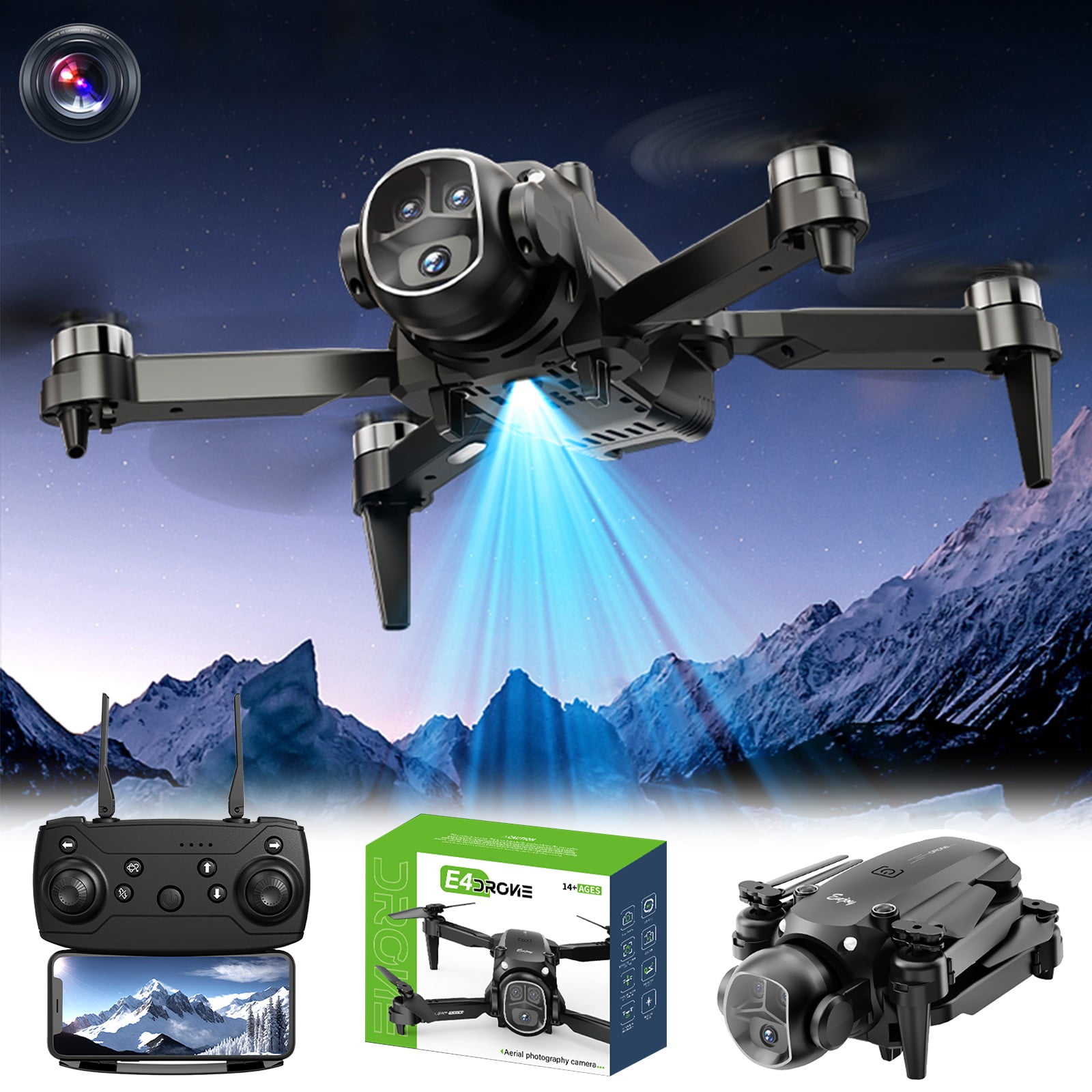 YZEGDCH Drone with Camera, Foldable RC Quadcopter with Brushless Motor ...
