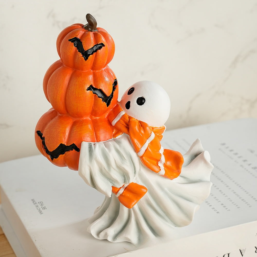 YZEGDCH Halloween Decor Ghost Figurine Cute Ghost Hugging Pumpkin ...