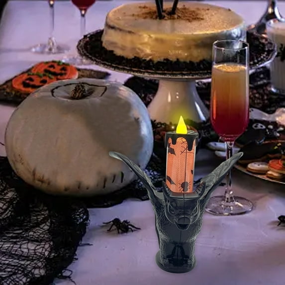 YZEGDCH Halooween Decor Flameless Candles Battery Operated with Bat ...