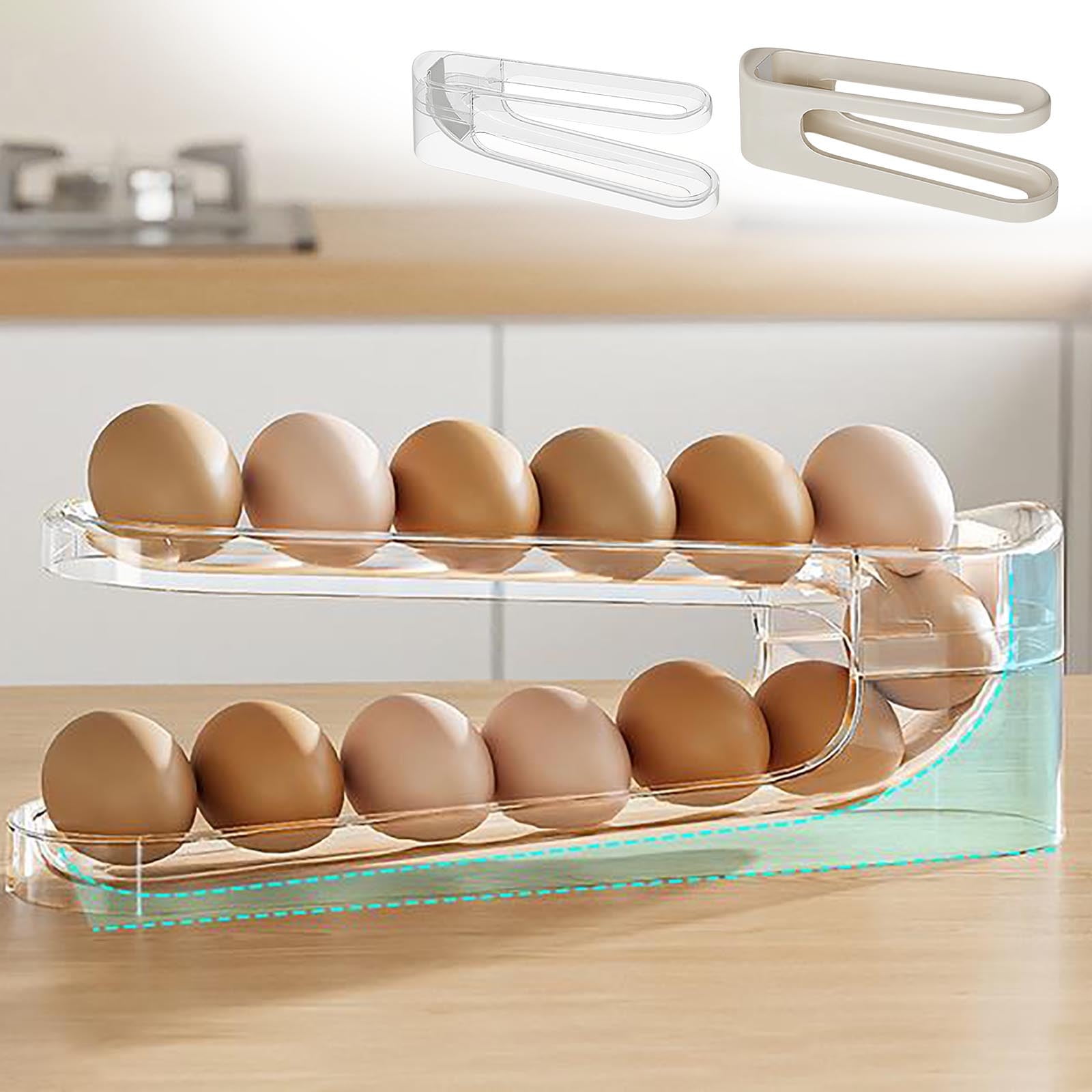 YZEGDCH Home Clearance Egg Organizer for Fridge Space Saving Automatic ...