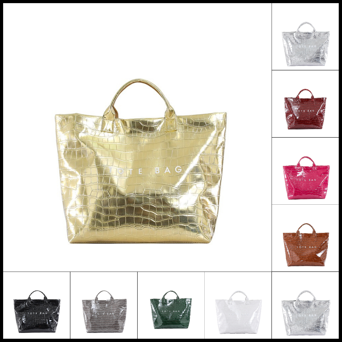 YZEGDCH PVC Tote Gold Bag for Women Snake Skin Print Purse Clear ...