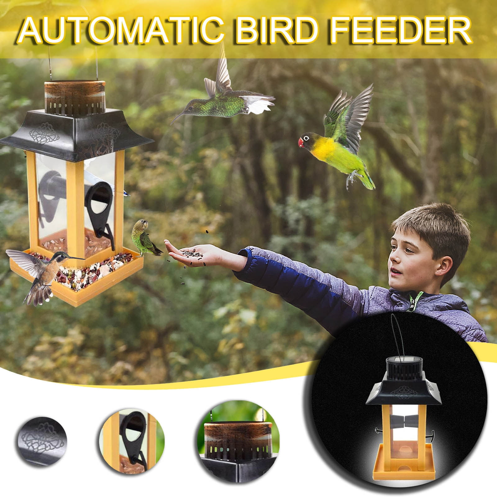 YZEGDCH Solar Lights for Outside,Automatic Light Bird Feeder Hanging ...