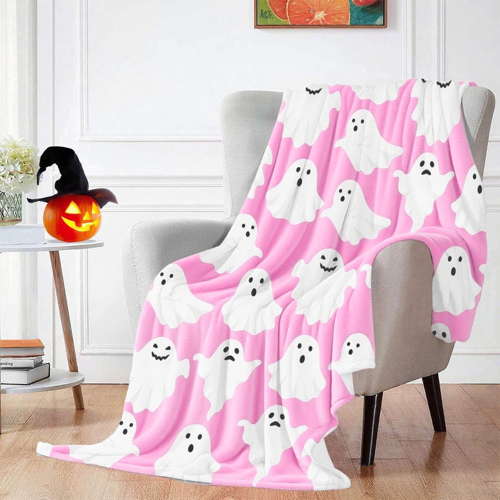 YZEGDCH Ultra Soft Cozy Ghost Halloween Throw Blanket Fluffy Microfiber ...