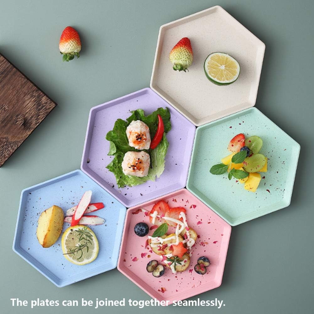 YZEGDCH Up to 50% Off Wheat Straw Plates Set Lightweight and Stackable ...