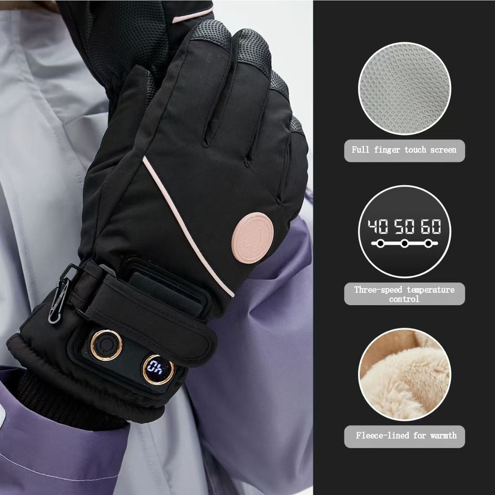 Winter Gloves Women Waterproof,Heat Electric Battery Heated Glove ...