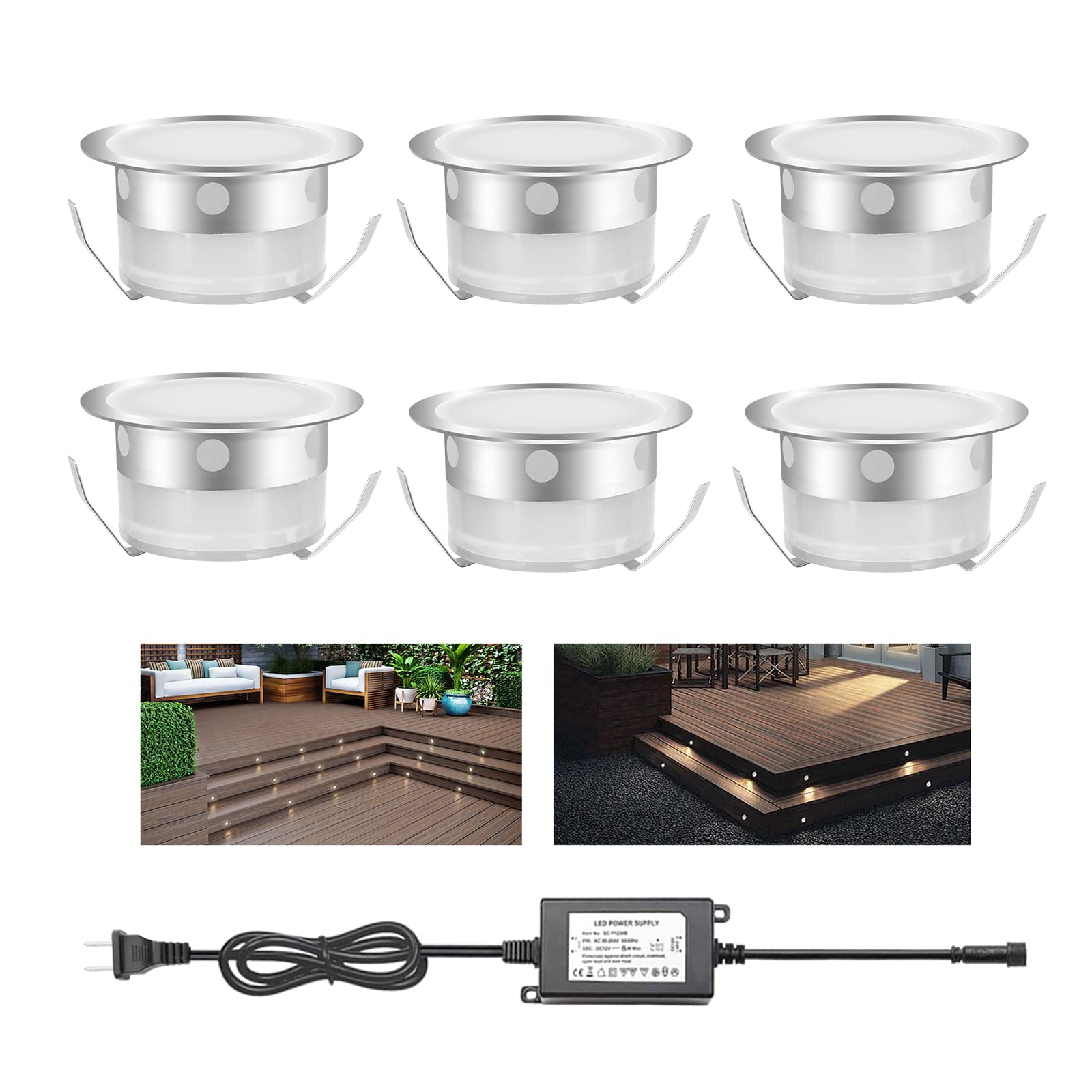 YZGWZLD Warm White LED Deck Lights, IP67 Waterproof Low Voltage 12V ...