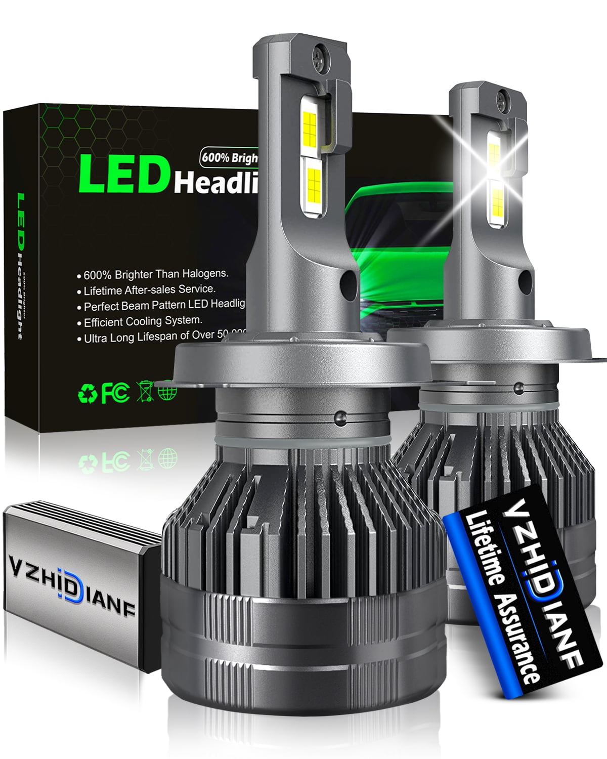 YZHIDIANF 2023 9003/H4/HB2 LED Headlight Bulbs - 120W 22000 Lumens, High/Low Beam, Fog Light ...