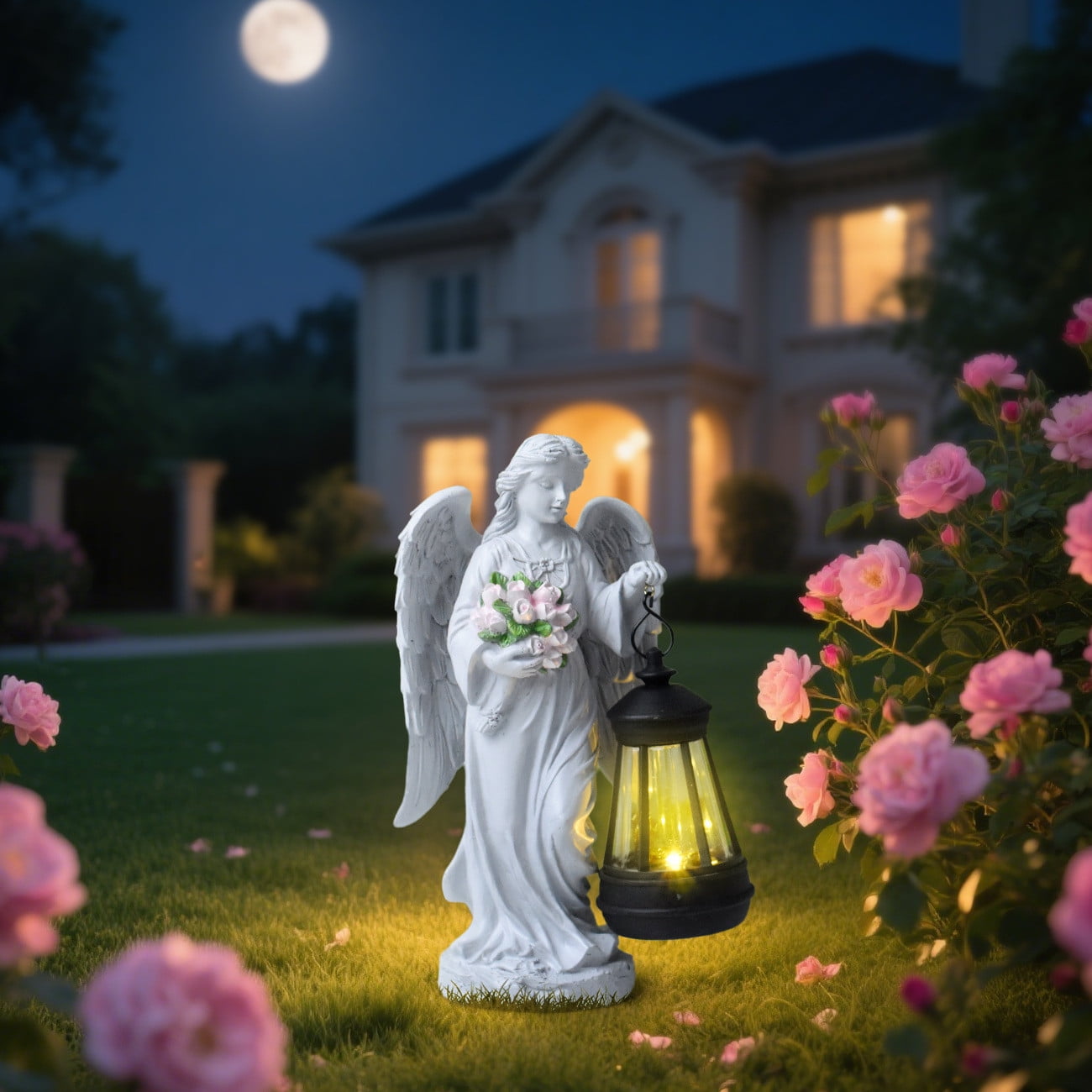 YZHMYR Solar Outdoor Lantern & Garden Statue Light Energy Efficient ...