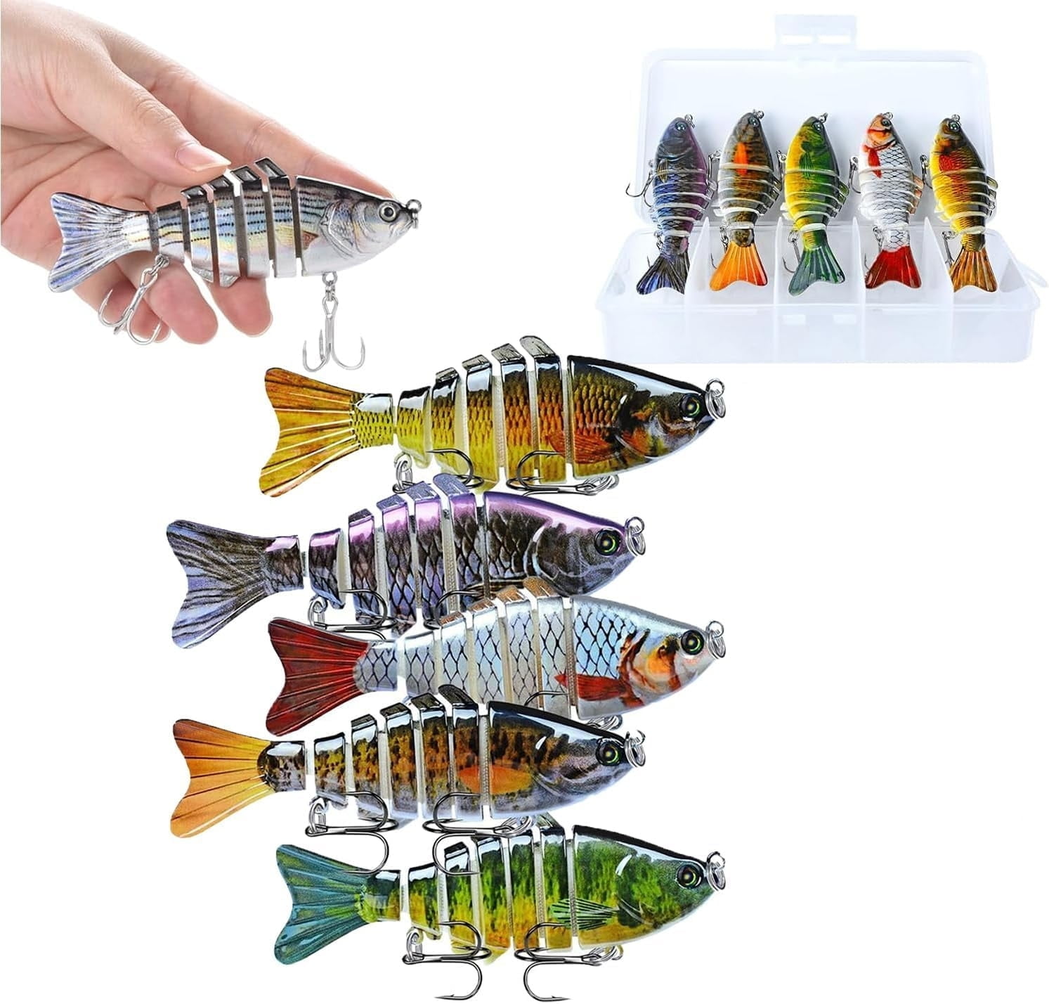 YZL 5PCS Bionic Swimming Bait, Swimming Lure, Bionic Fishing Lures That ...