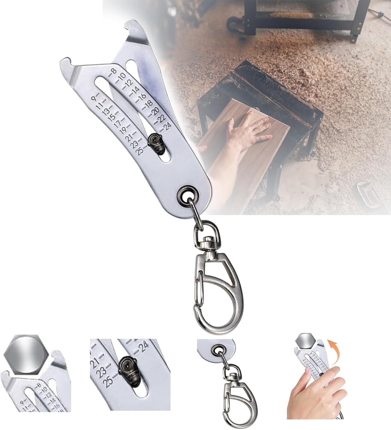 YZL Upgraded Portable Precise Thread Size Checker Keychain, All-in-One ...