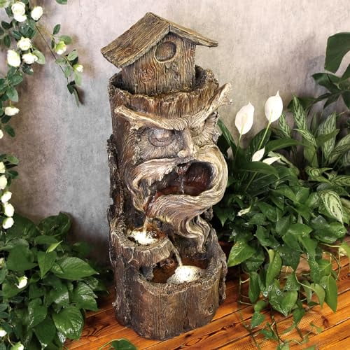 YZM Outdoor Floor Cascading Waterfall Tree Trunk Water Fountains Patio ...