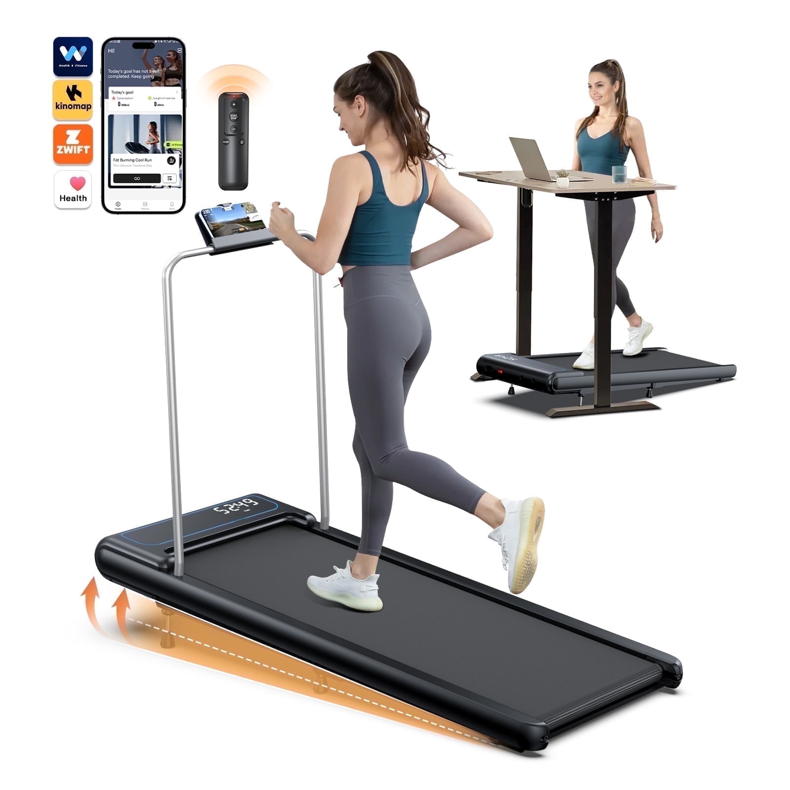 YZRUN Compact Jogging Treadmill with Handle Bar, Walking Pad for Home ...
