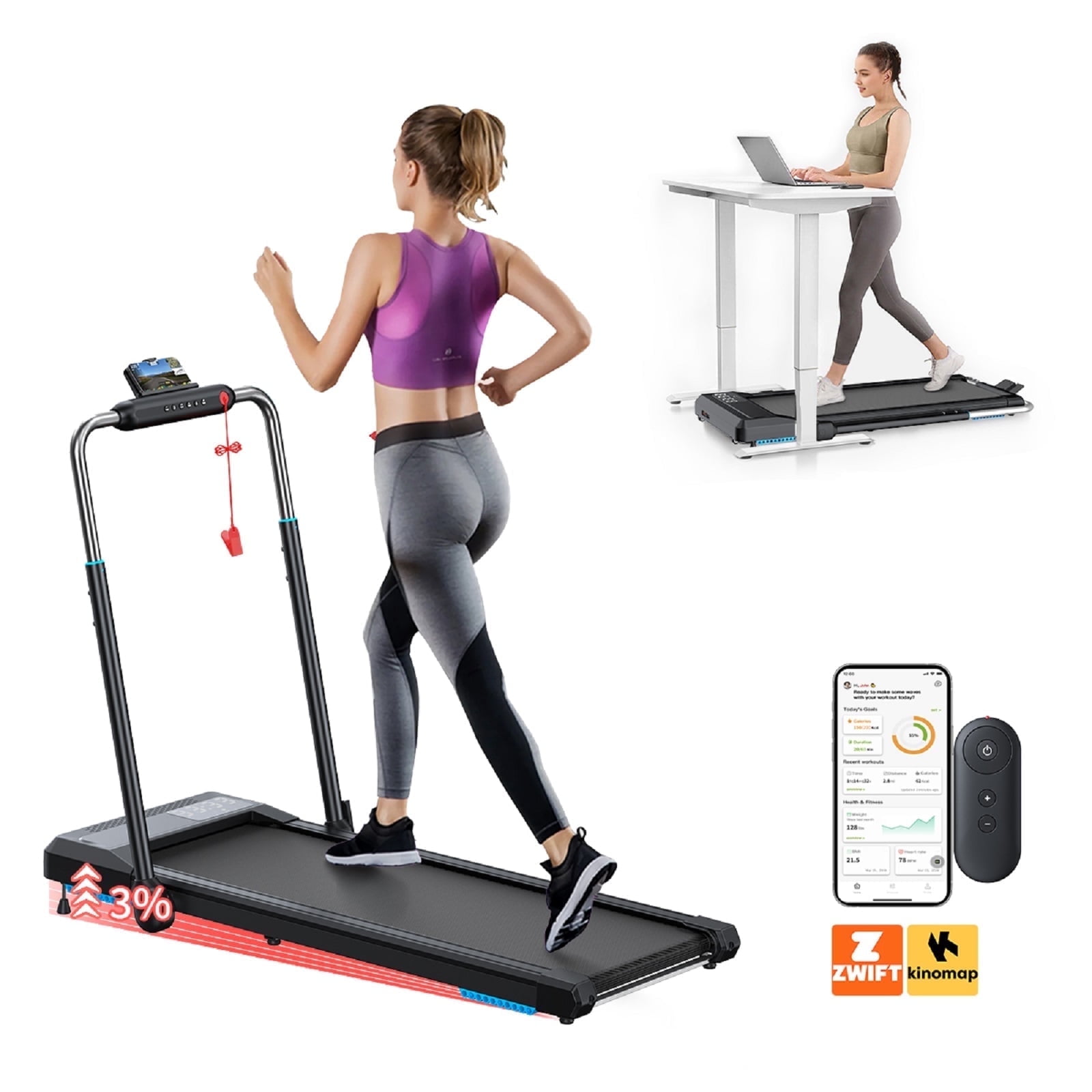 YZRUN Walking Pad Treadmill with Remote Control, 360lbs Weight Capacity ...