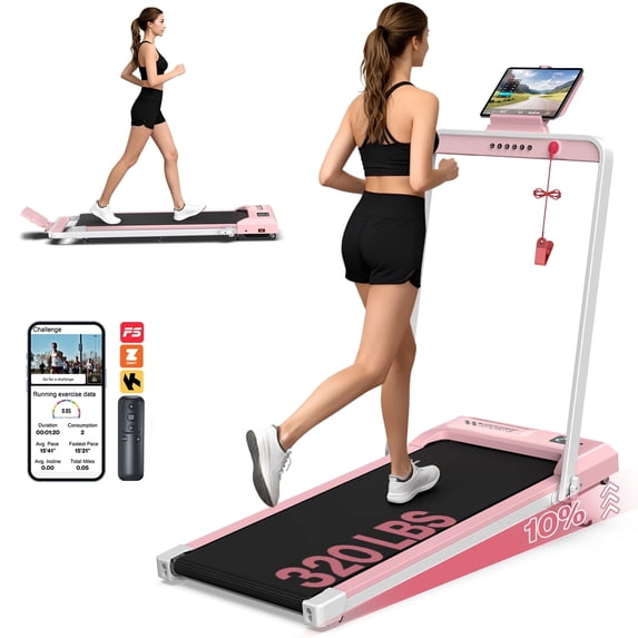 YZRUN Foldable Treadmill with 10% Incline, Under Desk Walking Pad with ...