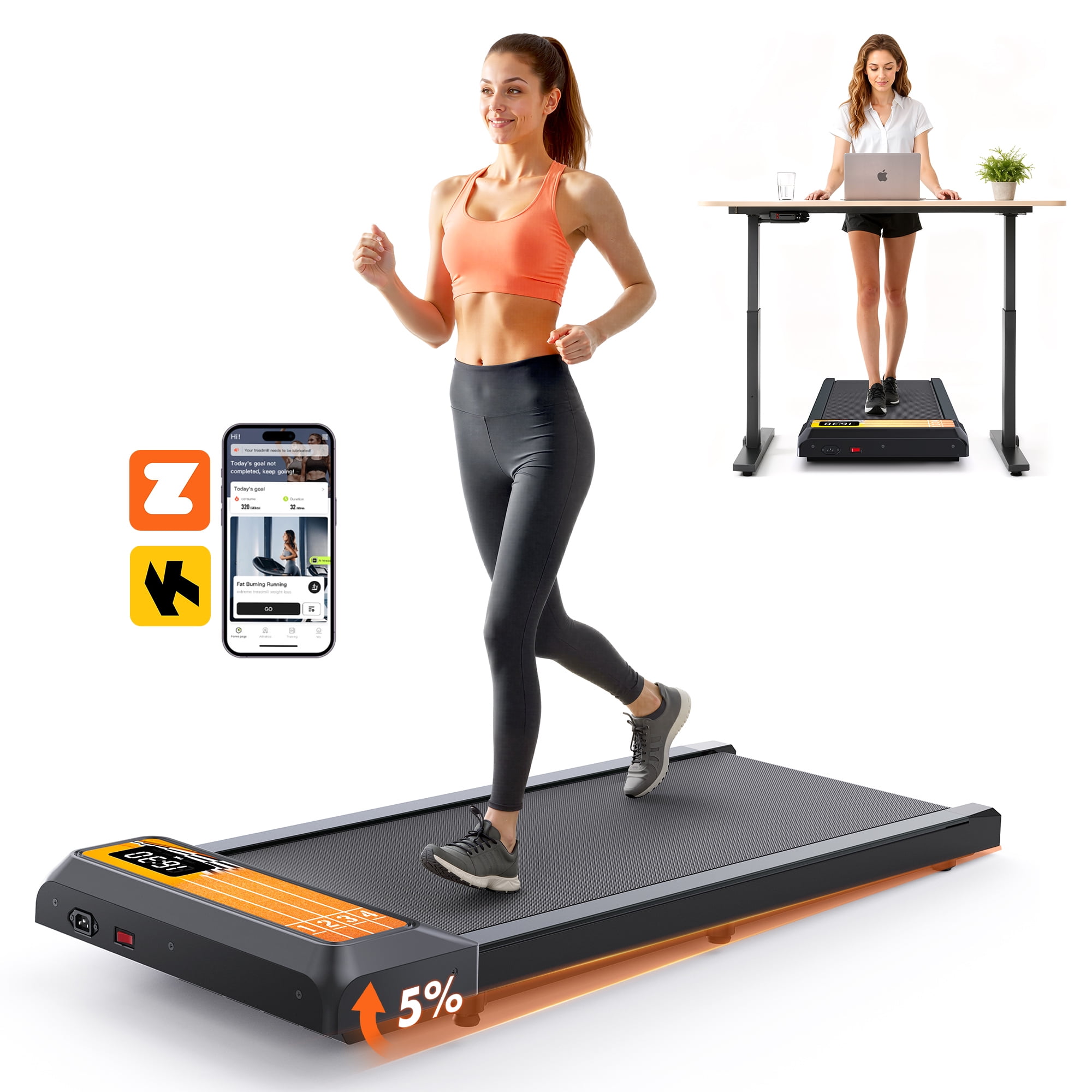 YZRUN Walking Pad, 2.5 HP Quiet Under Desk Treadmills for Home, 265 LBS ...