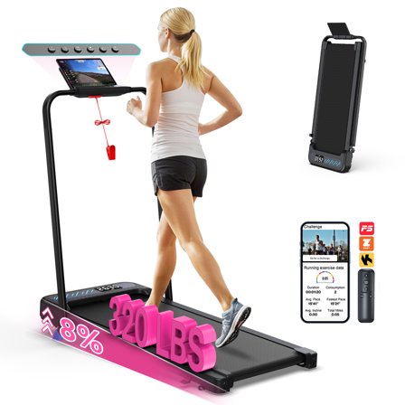 YZRUN Foldable Treadmill with 10% Incline, Under Desk Walking Pad with ...