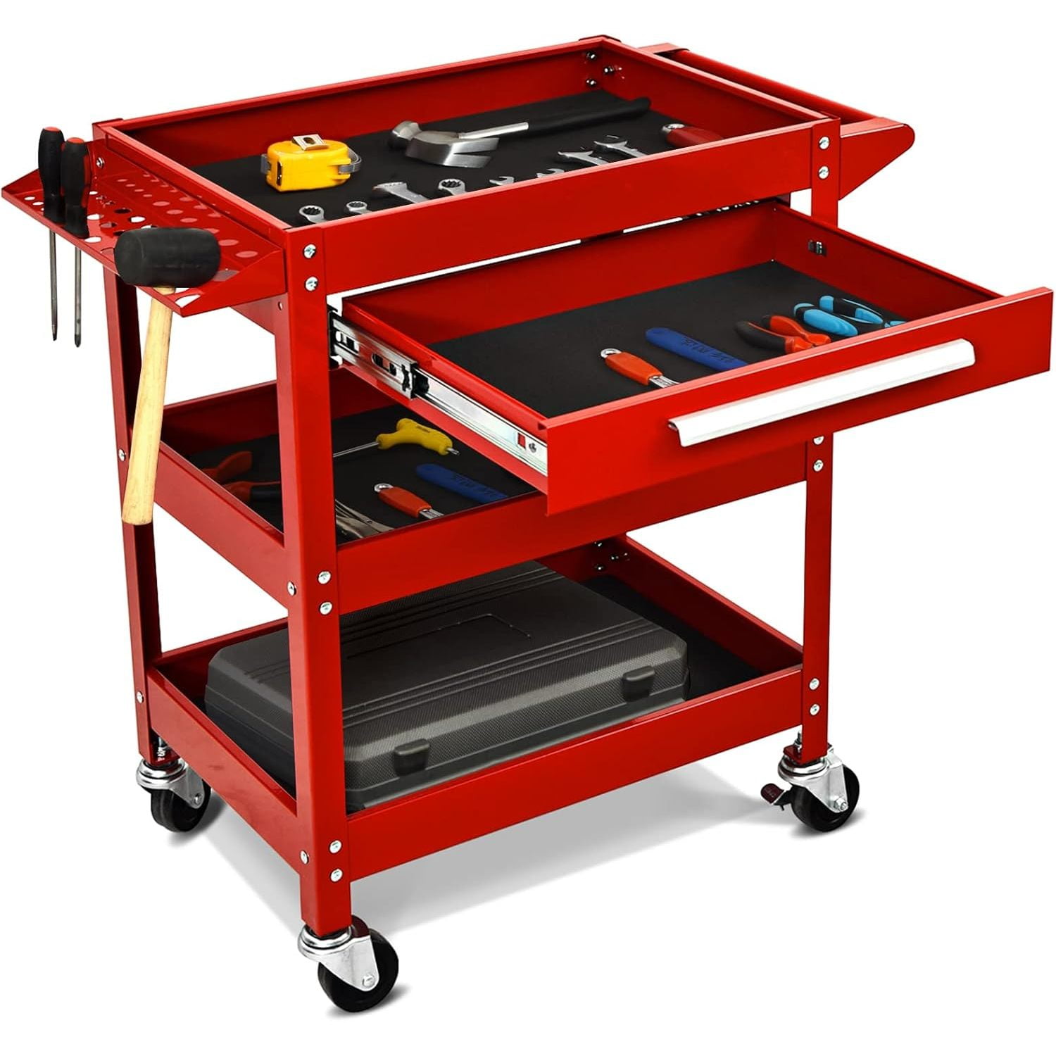 YZSP 3 Tier Rolling 330 LBS Tool Cart on Wheels for Mechanics, Heavy ...