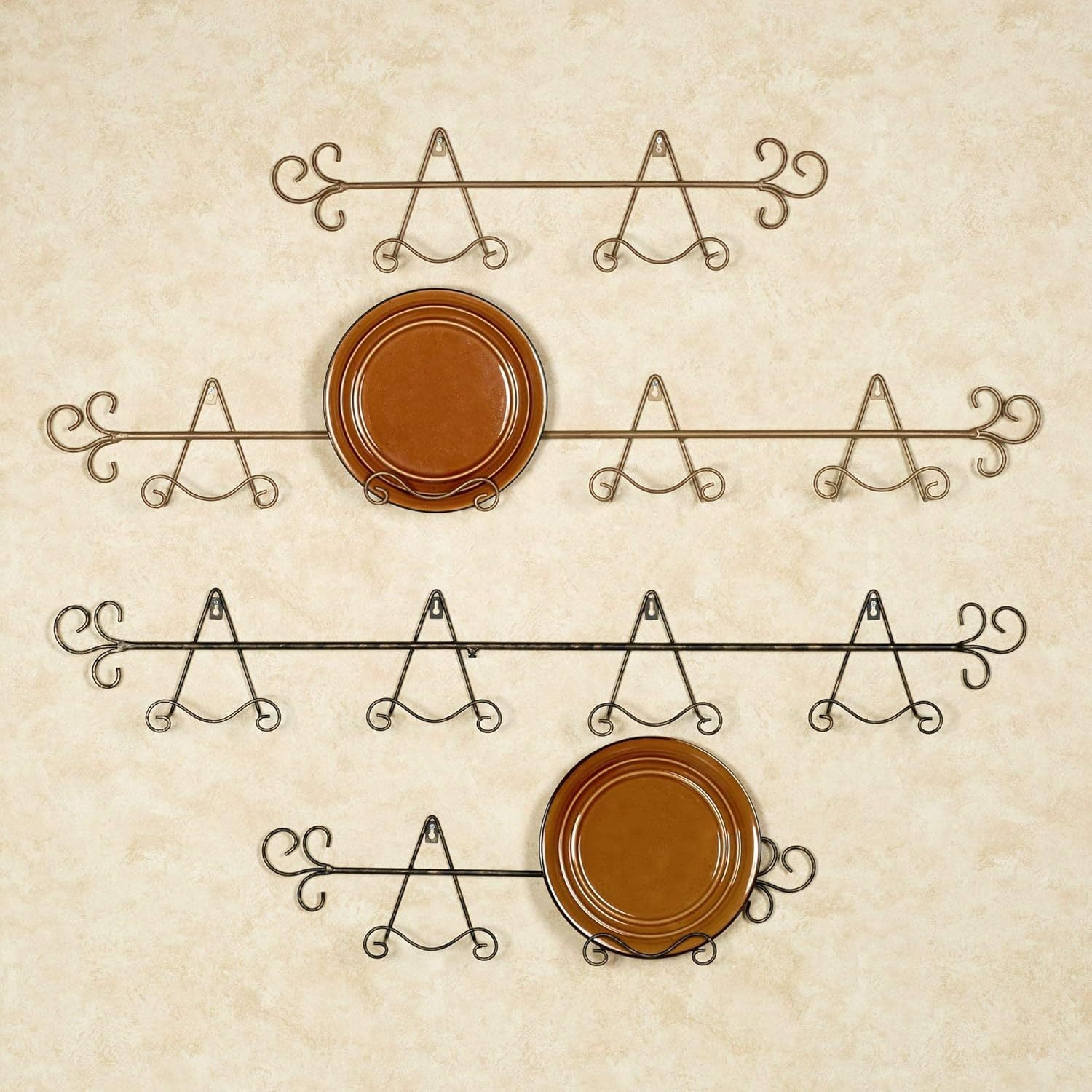 YZSP Galla Horizontal Plate Rack - Satin Gold - Two Plates - Metal ...