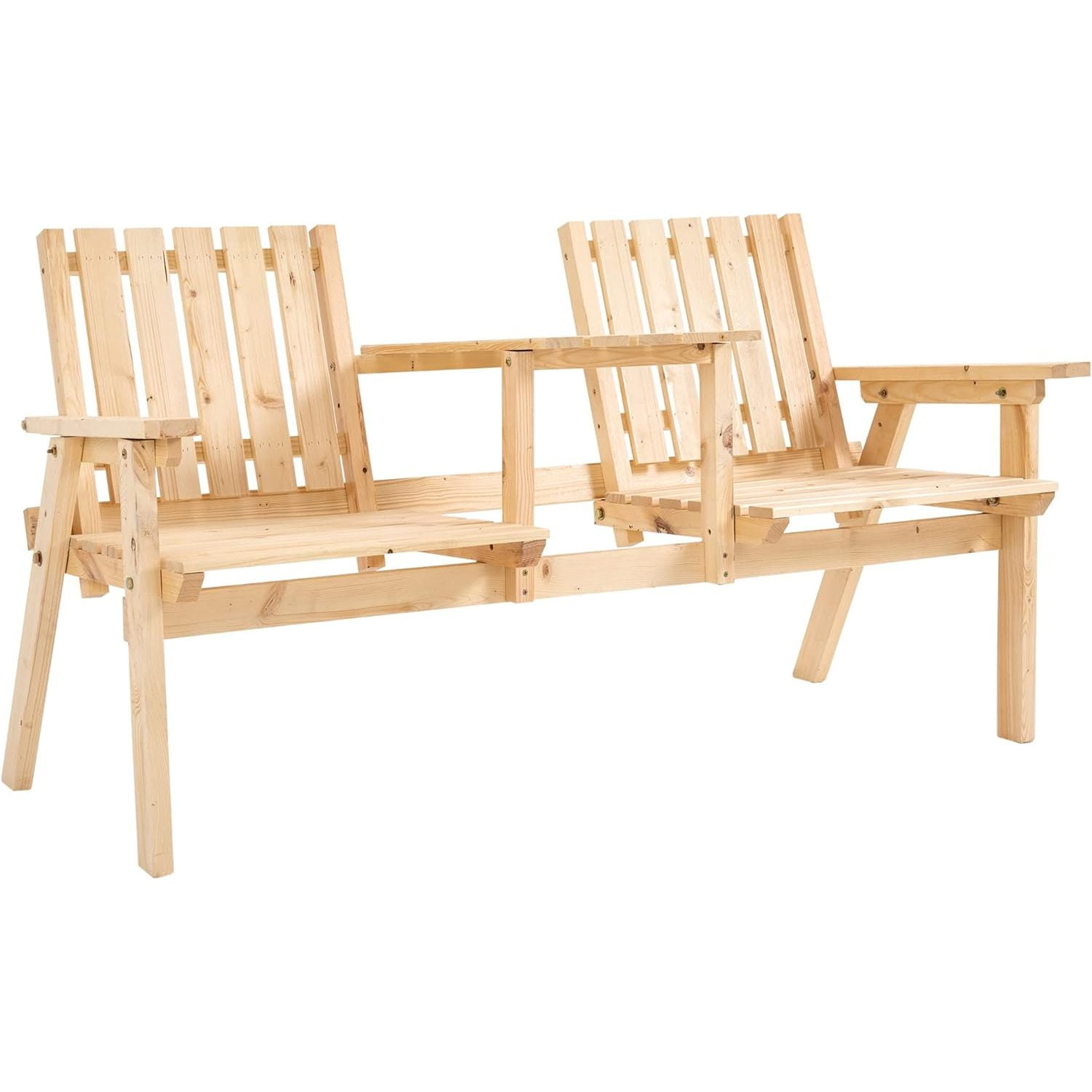 YZSP Patio Bench, Garden Bench with Middle Table and Umbrella Hole ...